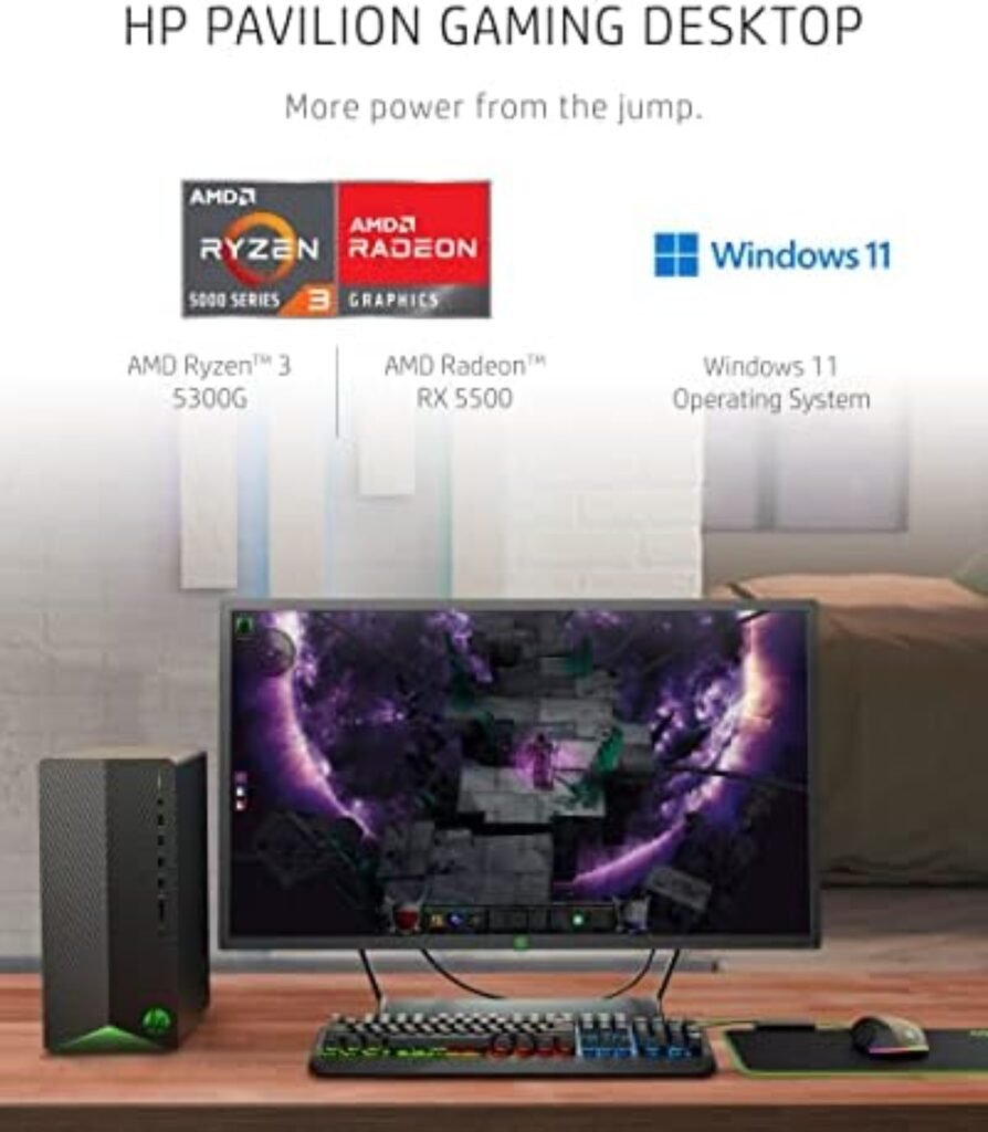 HP Pavilion Gaming Desktop, AMD Radeon RX 5500, AMD Ryzen 3 5300G ...