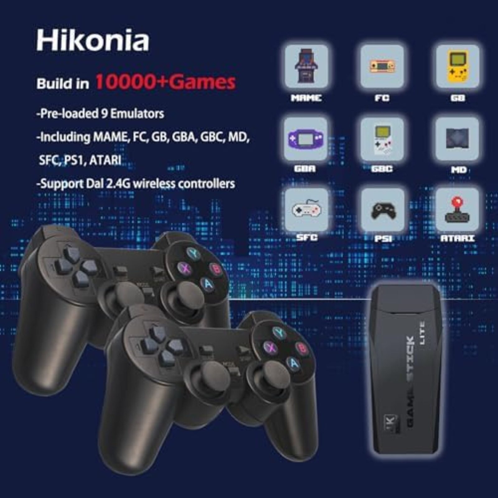 Hikonia Wireless Retro Game Console, Plug and Play Video Games 4K HDMI ...